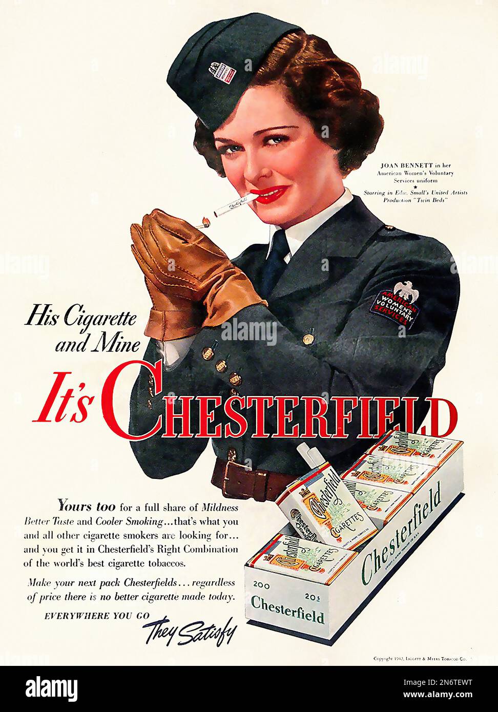 1942 - Joan Benntt Chesterfield- American (U.S.) advertising during ...