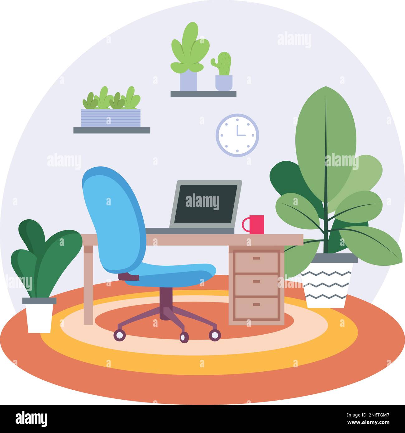 Work from home concept, Biomimicry inspired virtual Space vector color ...