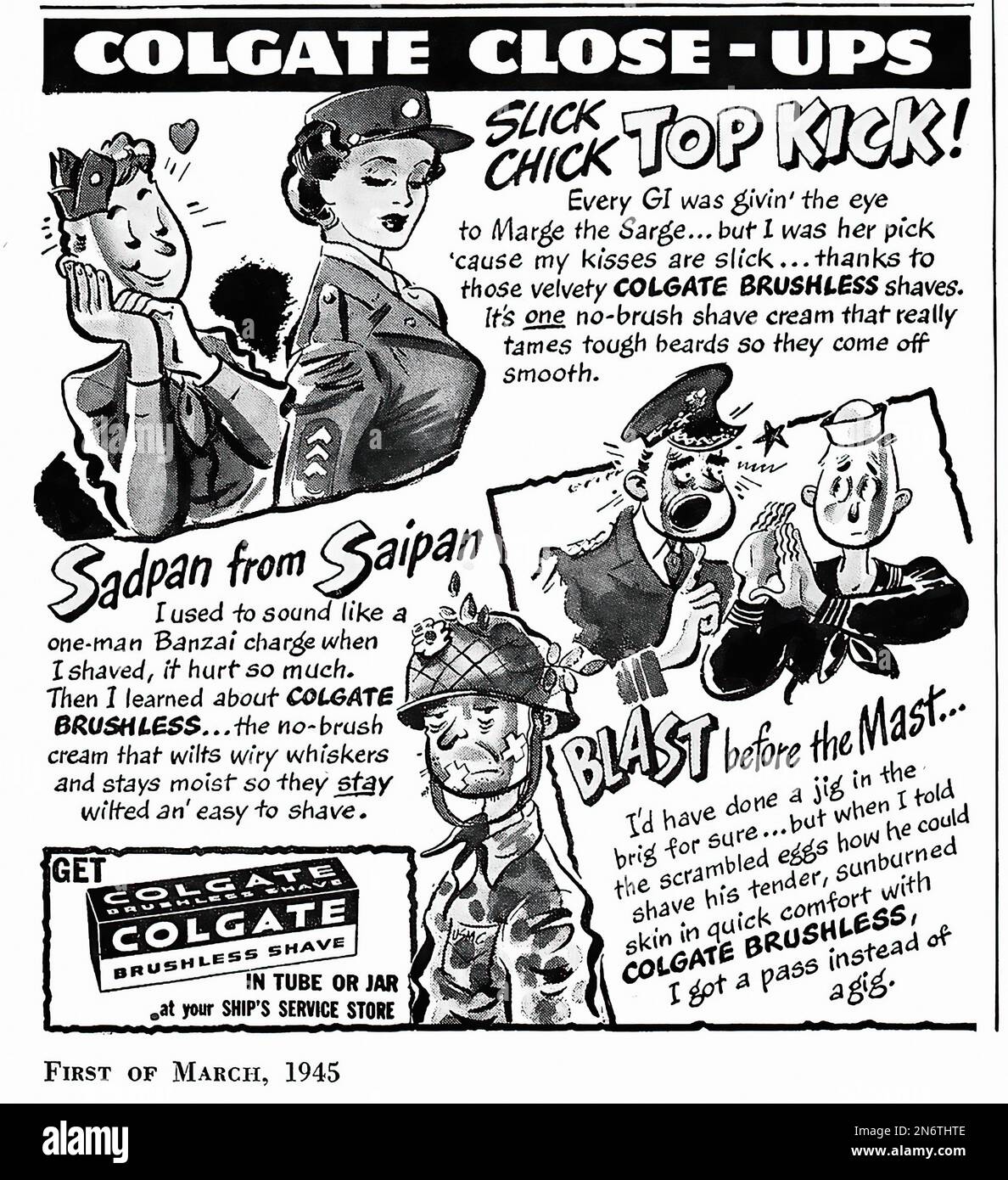 1945 - Colgate - American (U.S.) advertising during World War II Stock ...