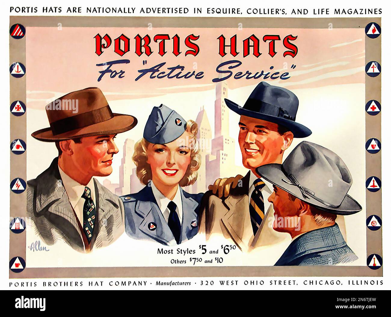 Portis hats for "Active Service" - American (U.S.) advertising during ...