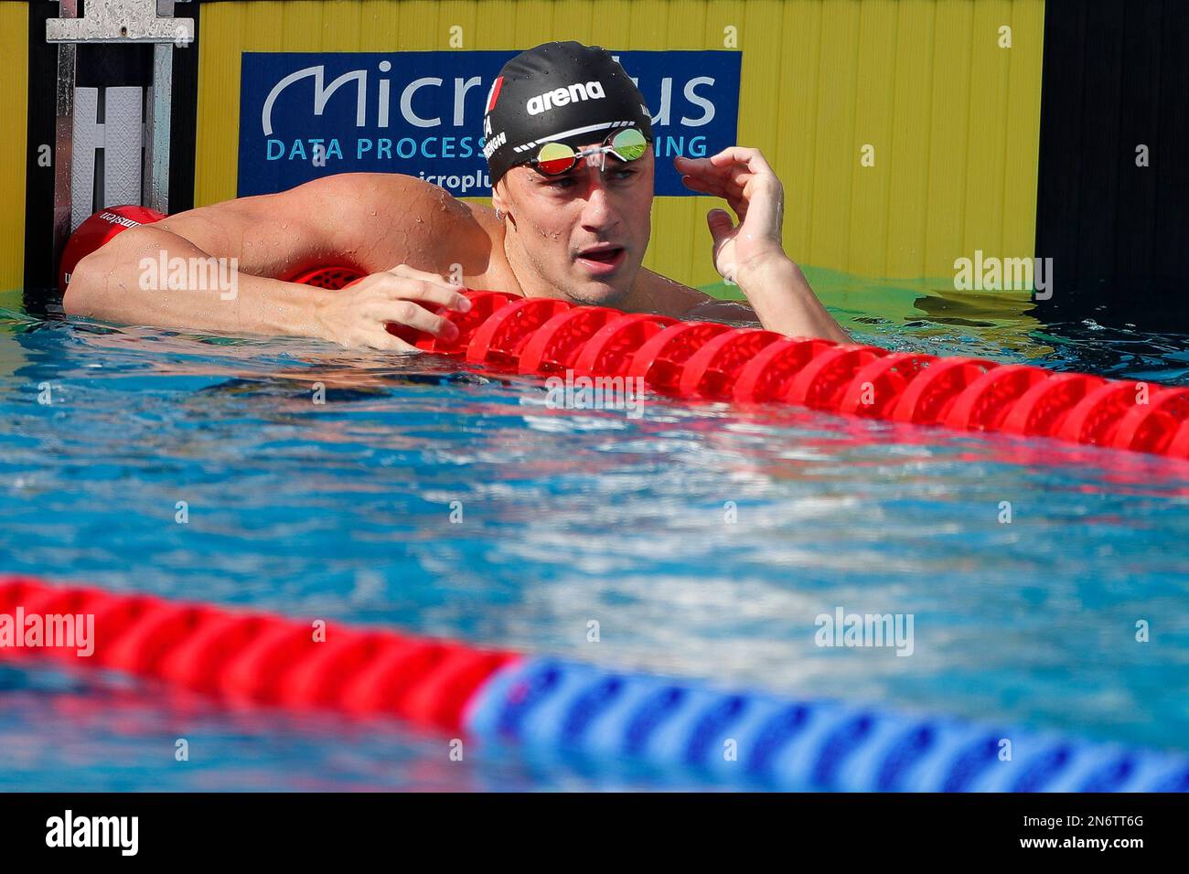 Rome, Italy, 15 August 2022. Nicolo' Martinenghi of Italy reacts during ...