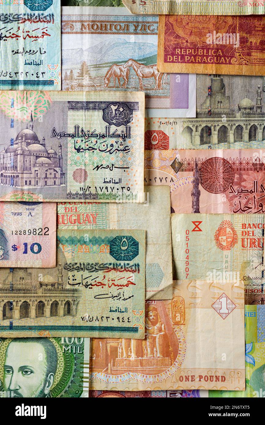 Group of different banknotes of countries of the world Stock Photo - Alamy