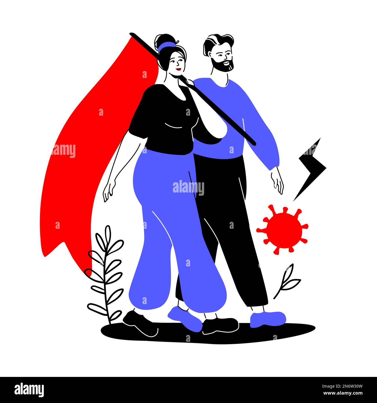 Victory over the virus - colorful flat design style illustration Stock ...