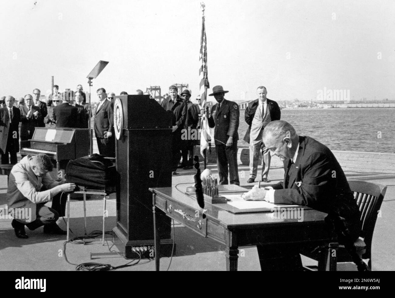 FILE - In this Oct. 3, 1965, file photo U.S. President Lyndon B ...