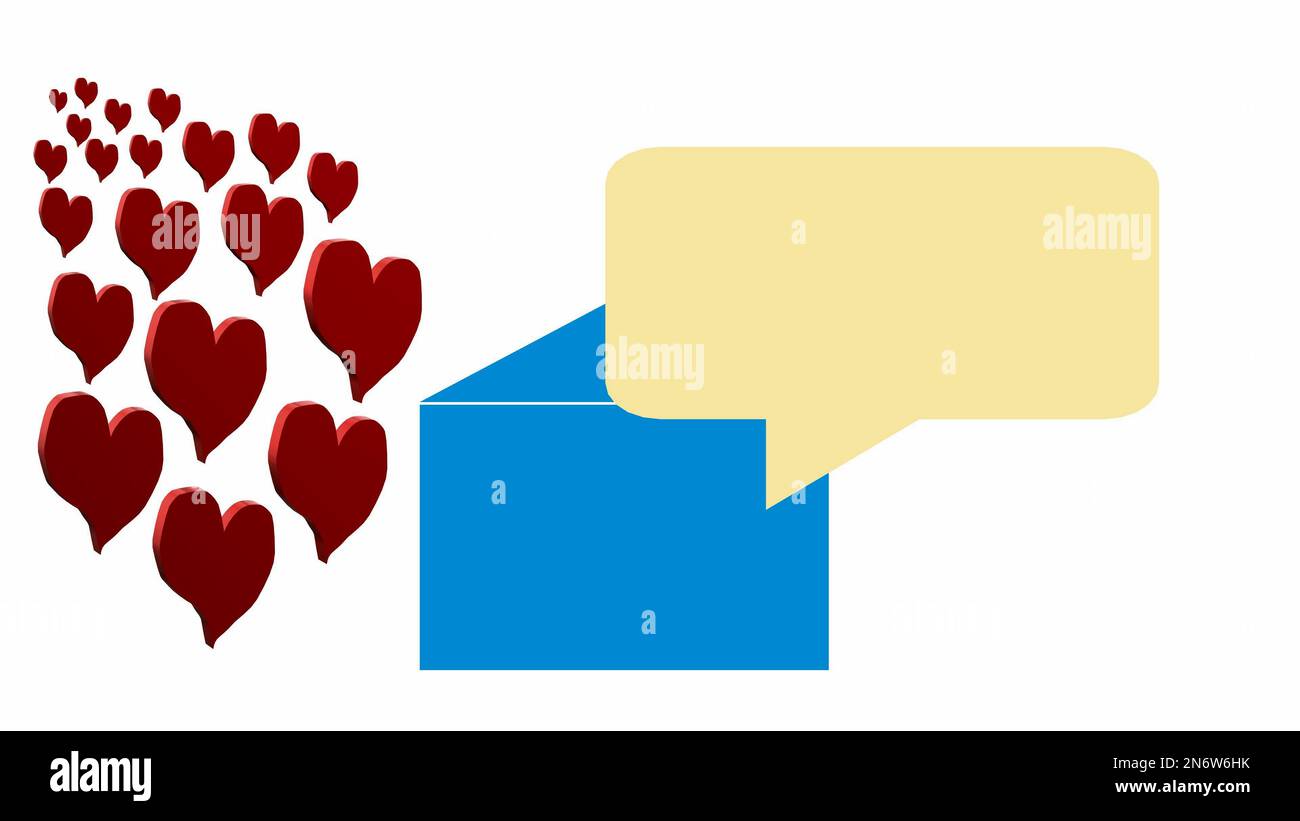 Love Greeting Concept Social greeting message, blue color with cream ...