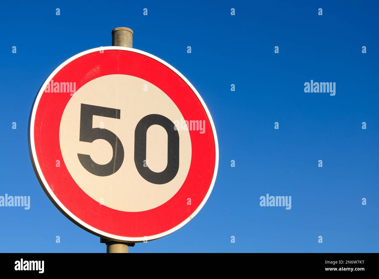 A 50 km/h speed limit sign in the countryside in Belgium Stock Photo ...