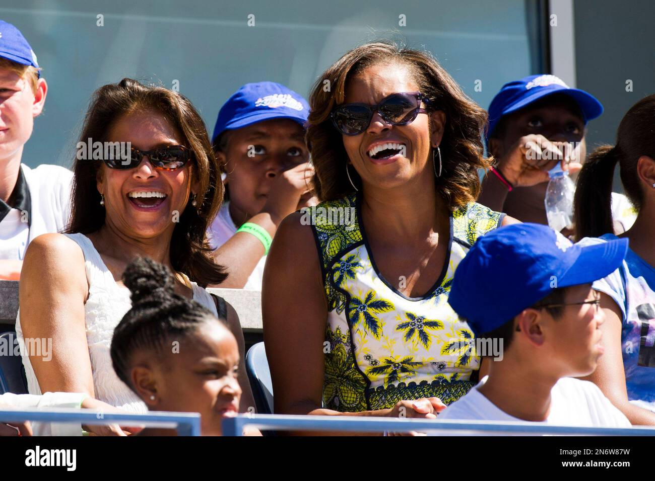 First Lady Michelle Obama, right, and Jeannie Ashe attend the 18th ...
