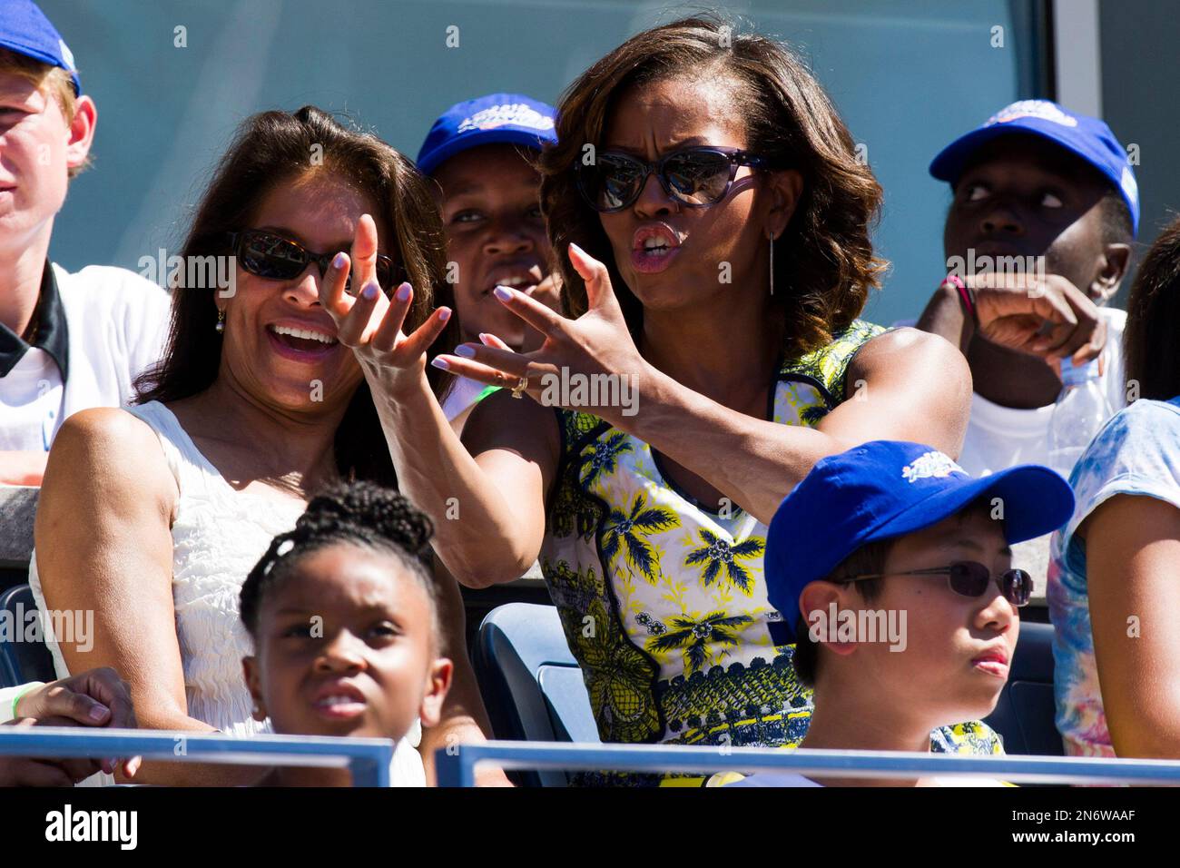 First Lady Michelle Obama, right, and Jeannie Ashe attend the 18th ...