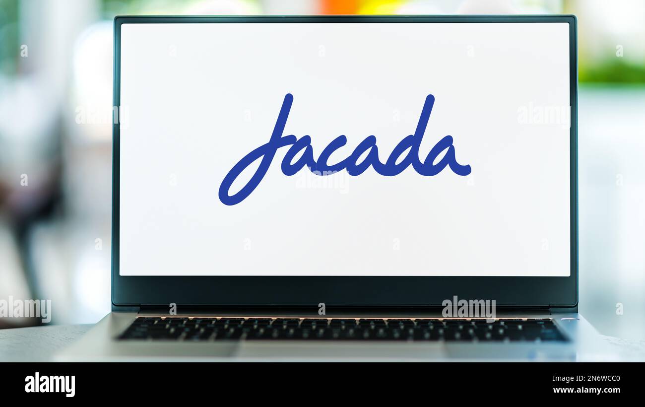 POZNAN, POL - JUN 28, 2022: Laptop computer displaying logo of Jacada ...