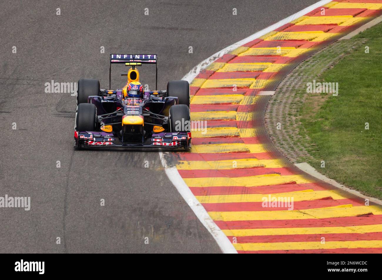 Red Bull driver Mark Webber of Australia steers his car during the ...