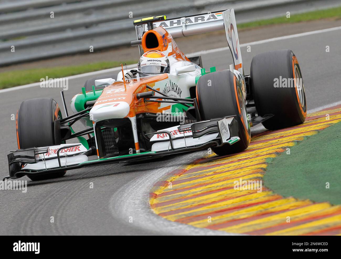 Force India driver Adrian Sutil of Germany steers his car, during the ...