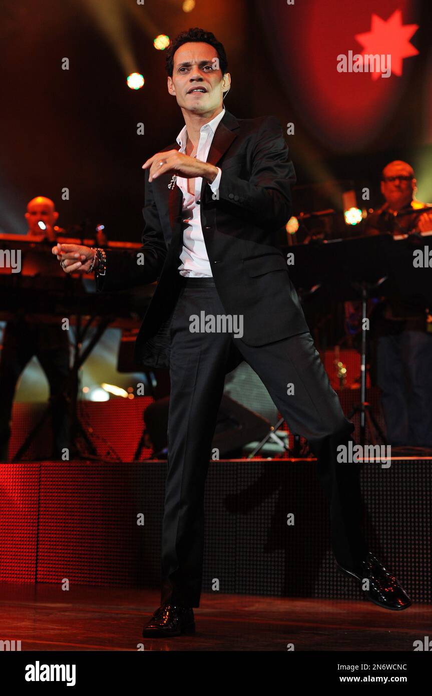 Marc Anthony performs on opening night of the “Vivir Mi Vida” world ...