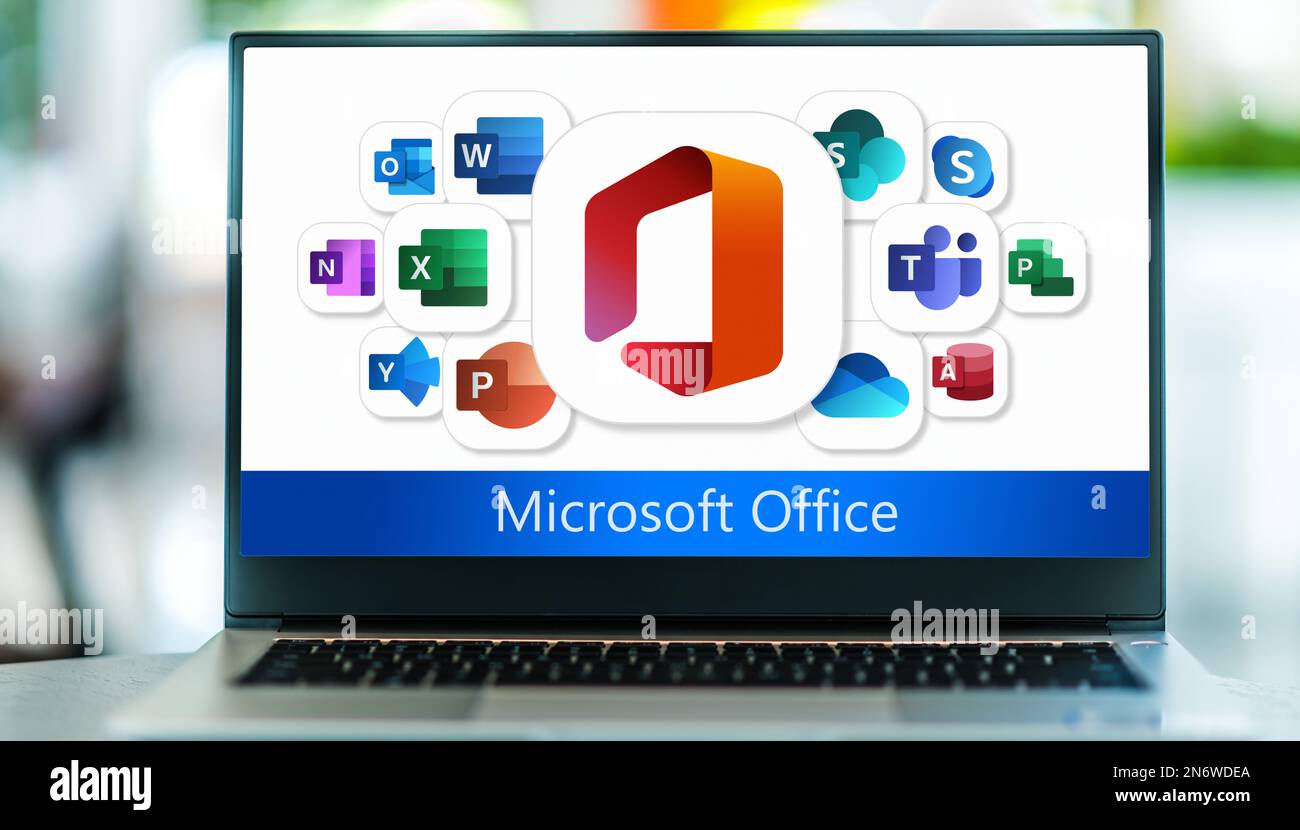 POZNAN, POL - SEP 28, 2022: Laptop computer displaying logos of ...