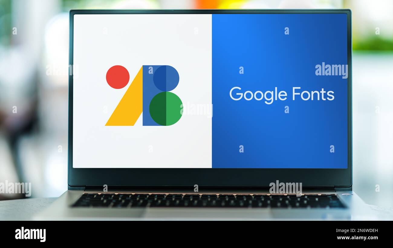 POZNAN, POL - OCT 25, 2022: Laptop computer displaying logo of Google ...