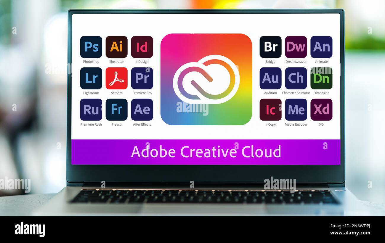 POZNAN, POL - DEC 4, 2022: Laptop computer displaying logotypes of ...