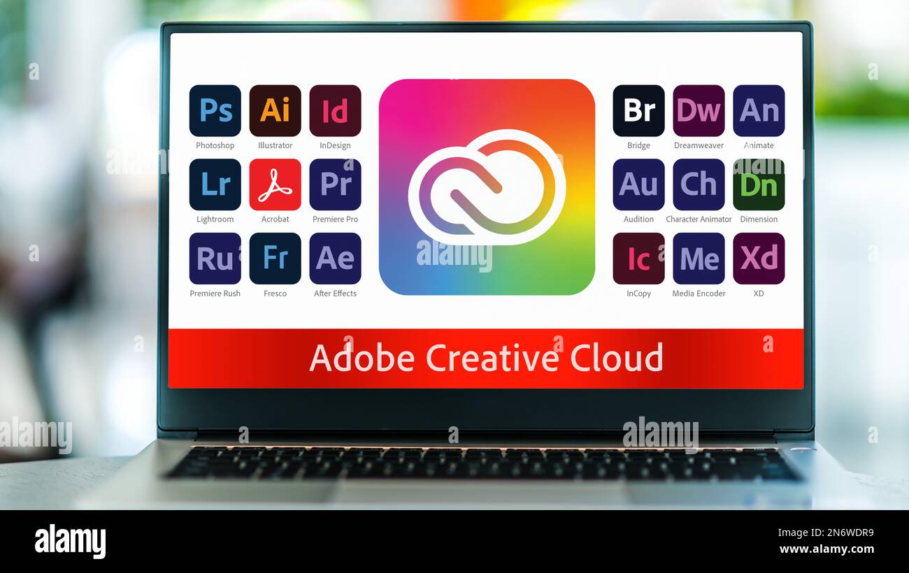 POZNAN, POL - DEC 4, 2022: Laptop computer displaying logotypes of ...