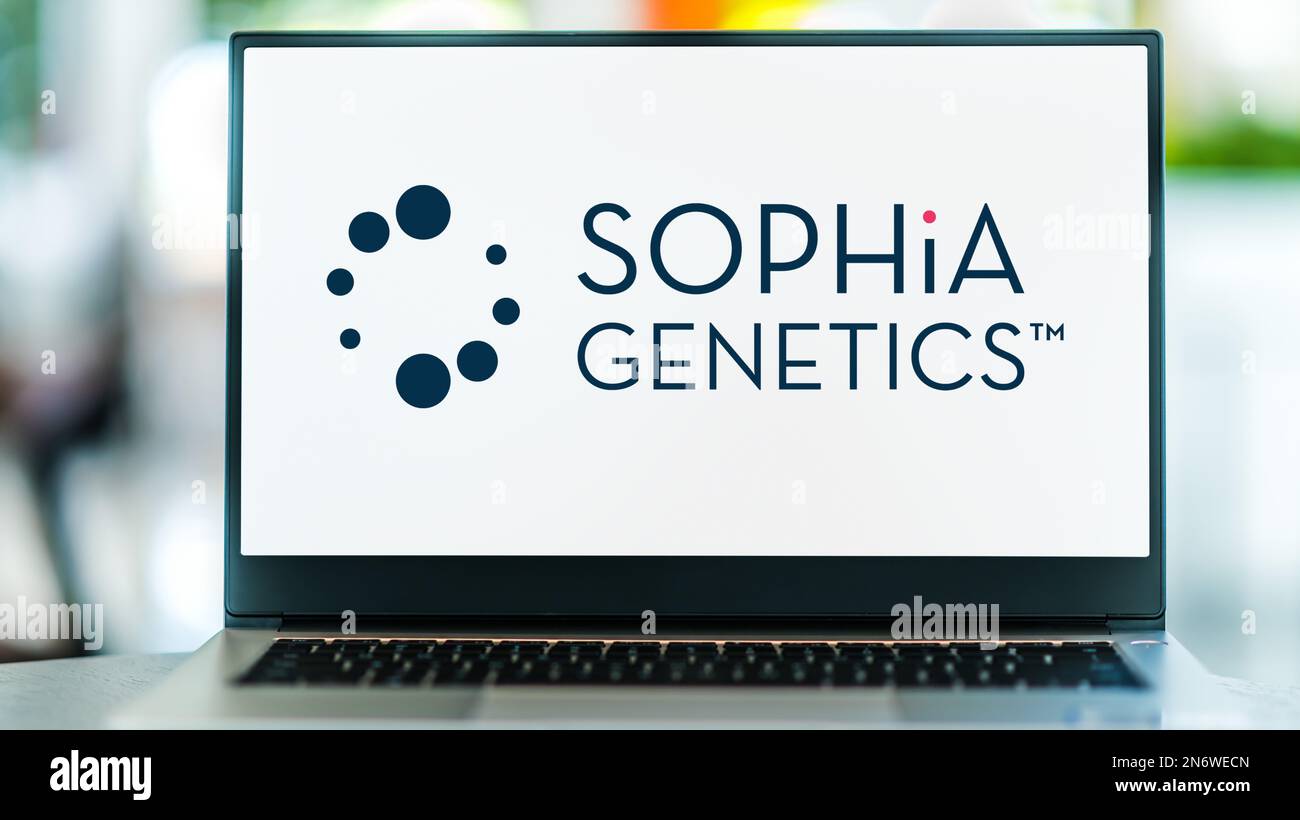 POZNAN, POL - DEC 28, 2022: Laptop computer displaying logo of Sophia ...