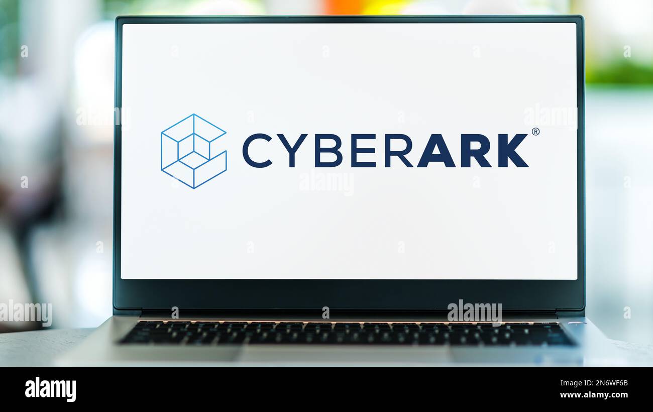 POZNAN, POL - DEC 28, 2022: Laptop computer displaying logo of CyberArk ...