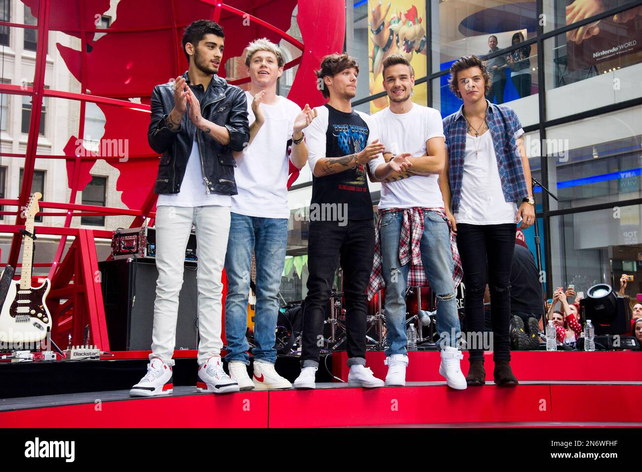 One Direction members, from left, Zayn Malik, Niall Horan, Louis ...
