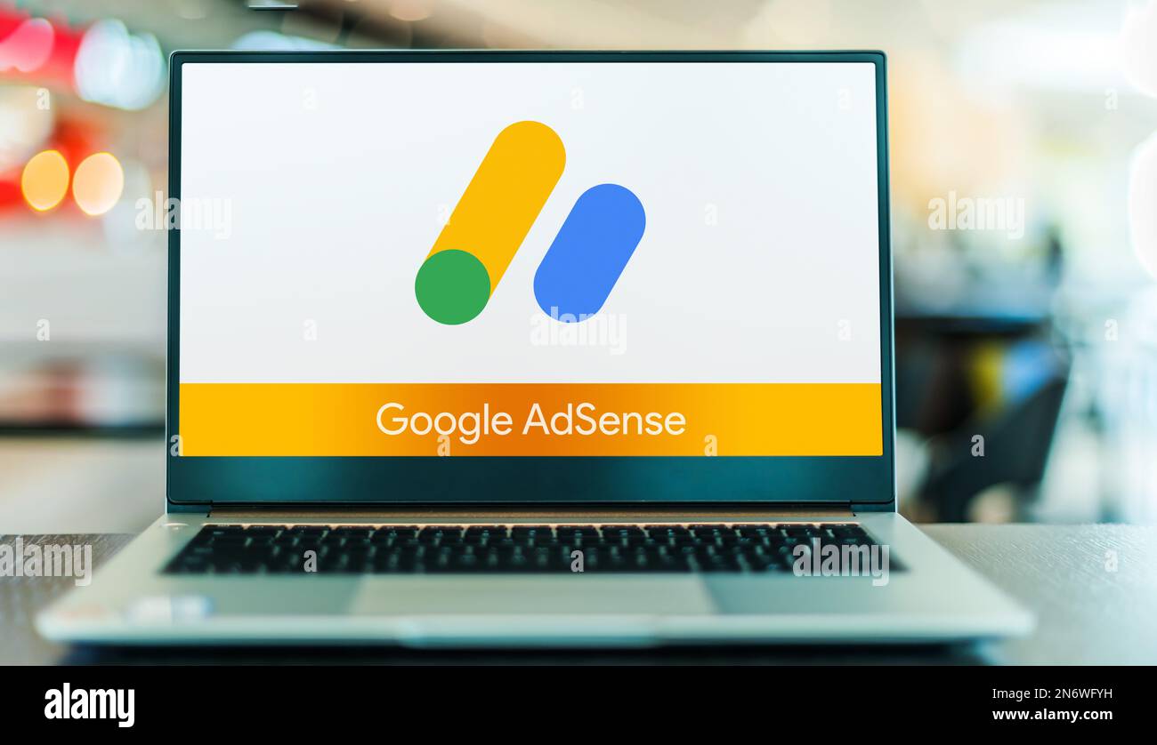 POZNAN, POL - JUN 1, 2022: Laptop computer displaying logo of Google ...