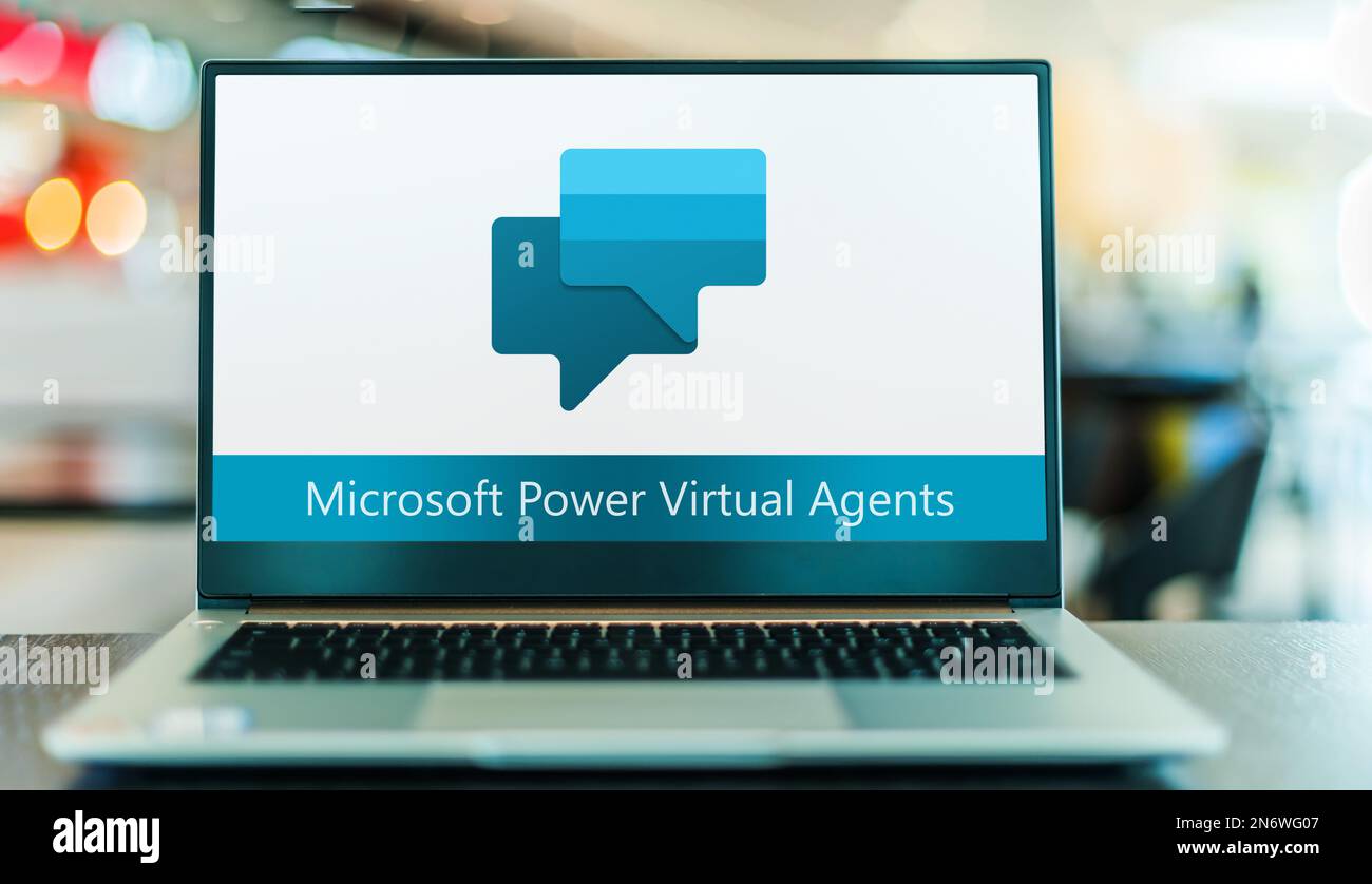 POZNAN, POL - MAY 24, 2022: Laptop computer displaying logo of ...