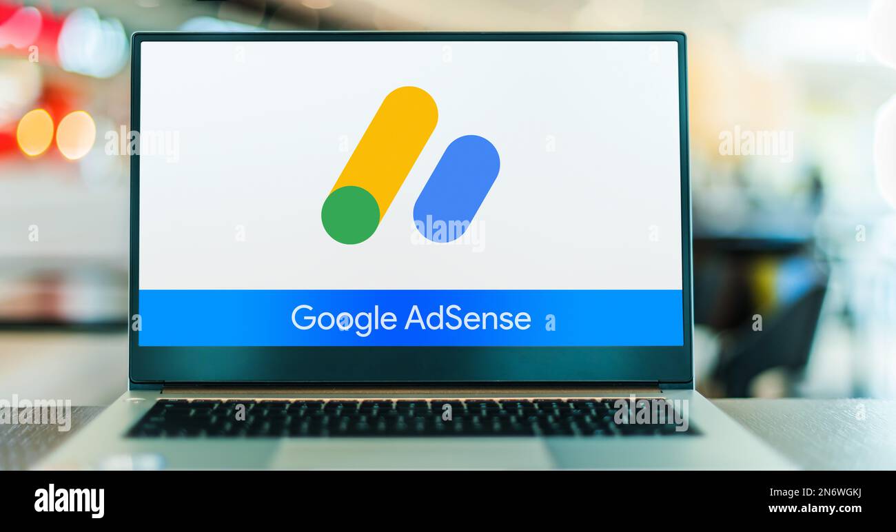 POZNAN, POL - JUN 1, 2022: Laptop computer displaying logo of Google ...