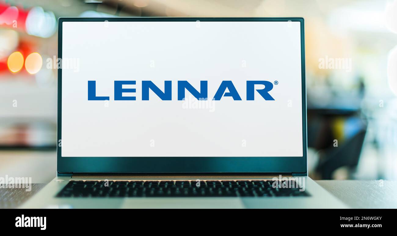 POZNAN, POL - JUN 21, 2022: Laptop computer displaying logo of Lennar ...