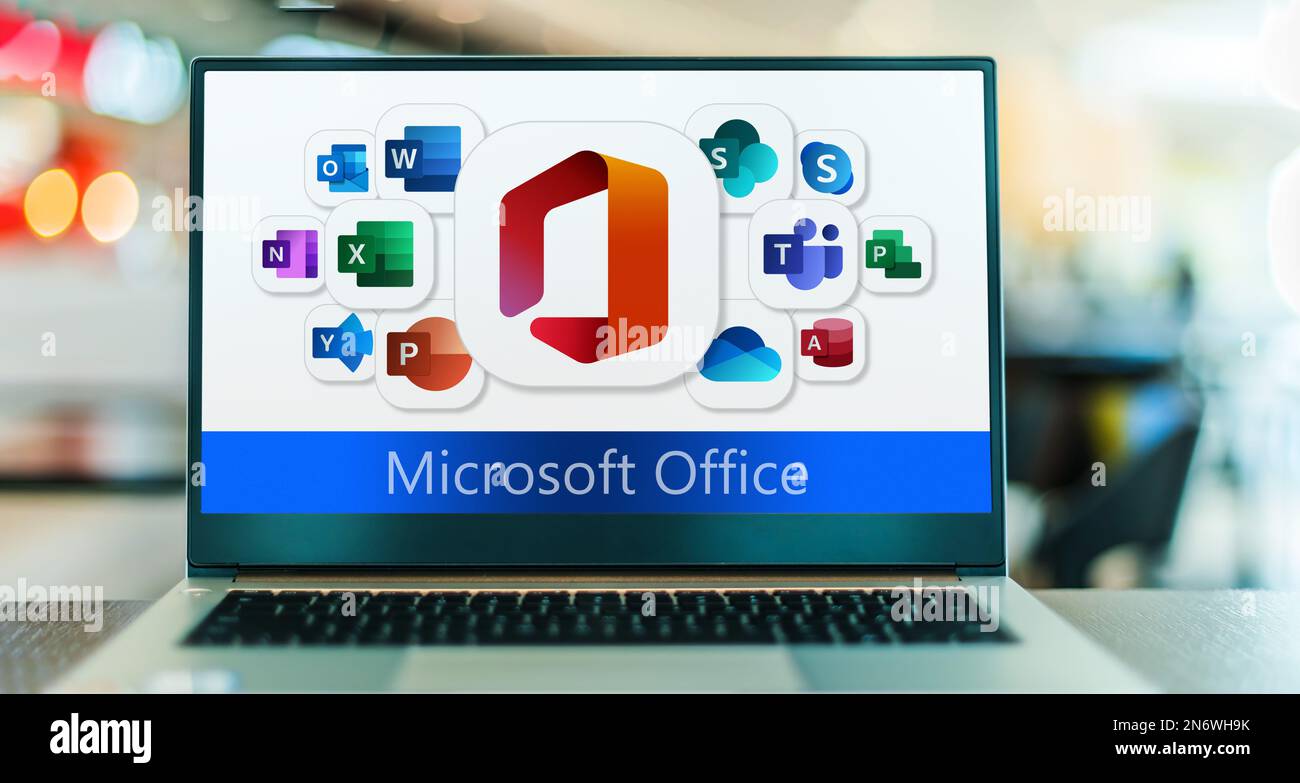 POZNAN, POL - SEP 28, 2022: Laptop computer displaying logos of ...