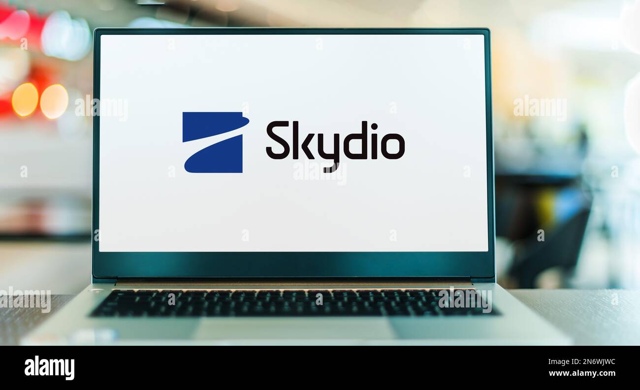 POZNAN, POL - DEC 28, 2022: Laptop computer displaying logo of Skydio ...