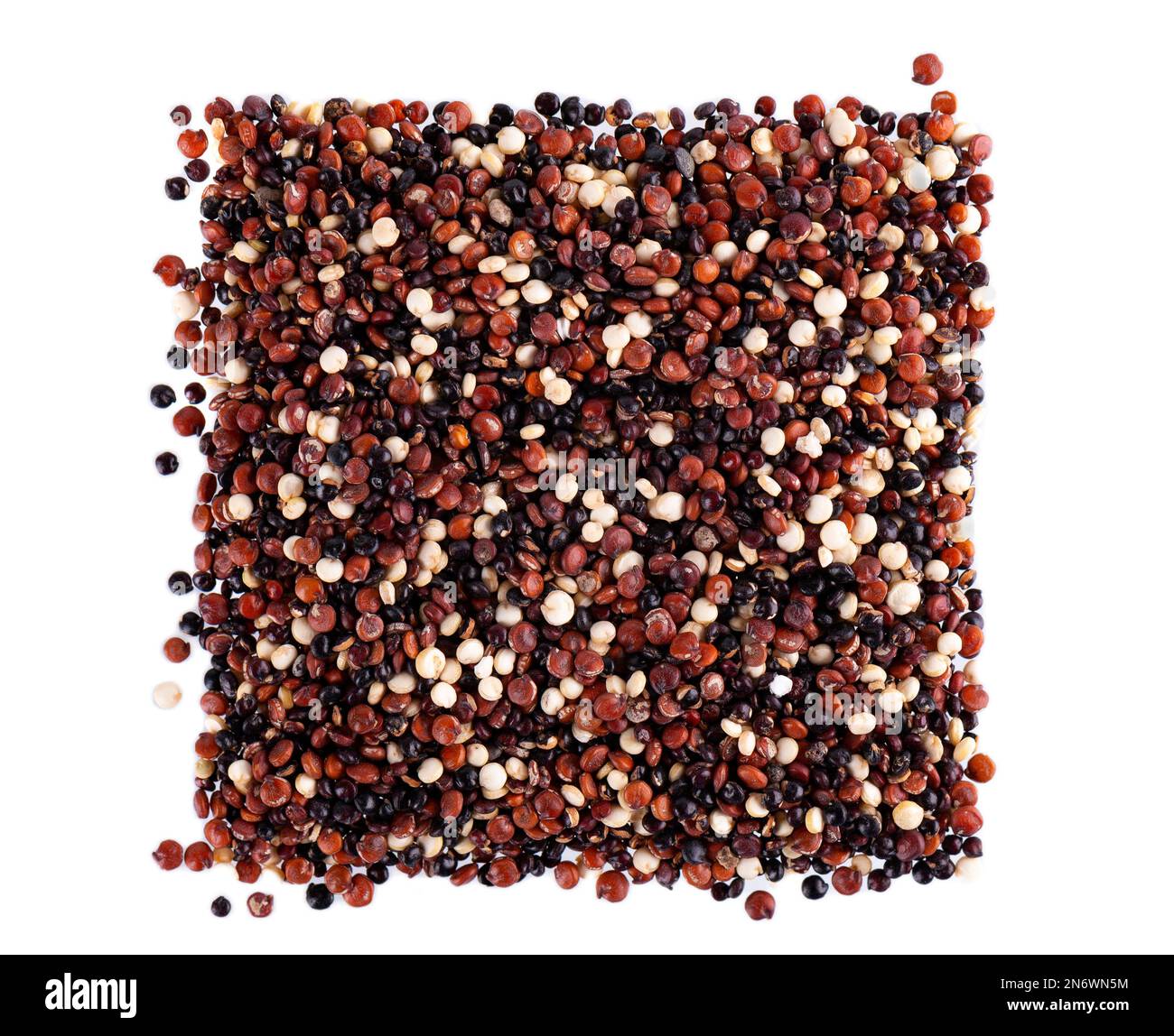 Quinoa seeds isolated on white background. Mix of white, red and black ...