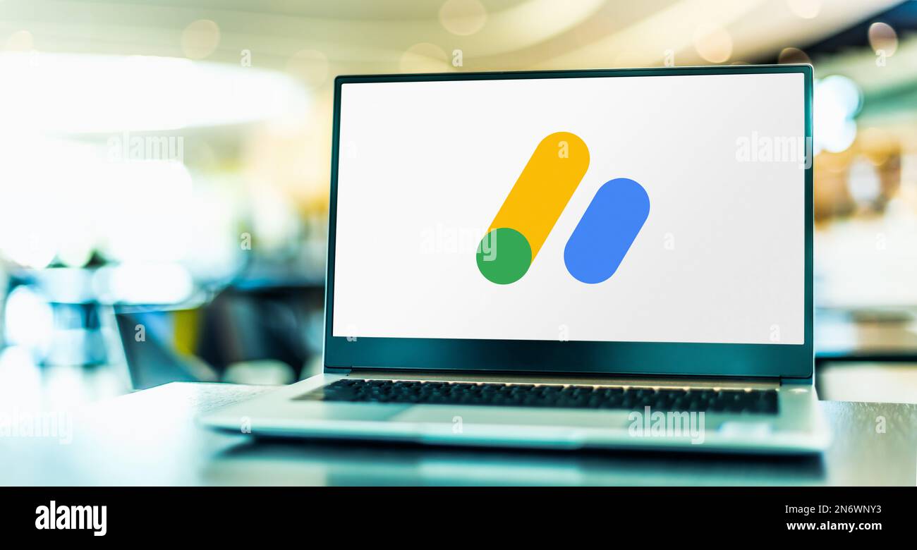POZNAN, POL - JUN 1, 2022: Laptop computer displaying logo of Google ...