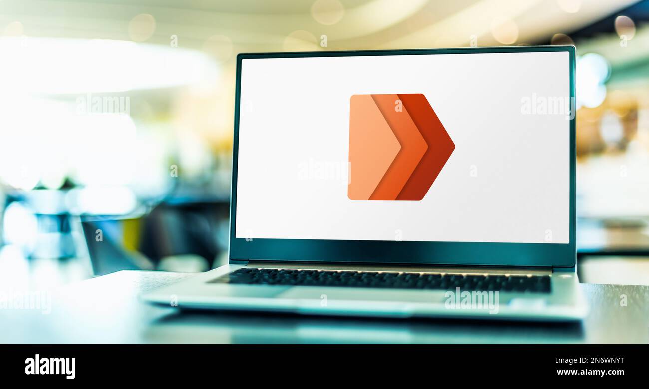 POZNAN, POL - MAY 24, 2022: Laptop computer displaying logo of ...