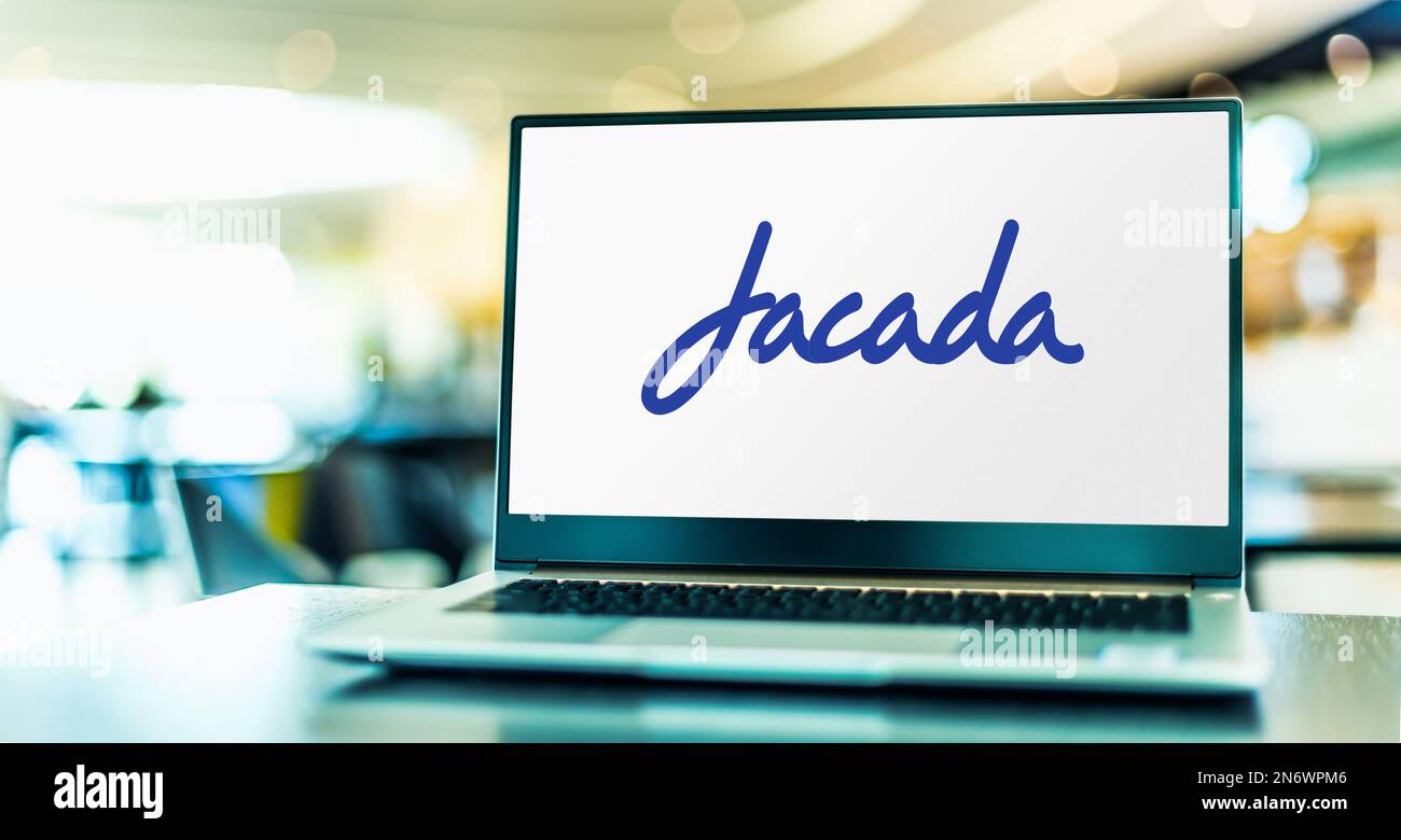 POZNAN, POL - JUN 28, 2022: Laptop computer displaying logo of Jacada ...