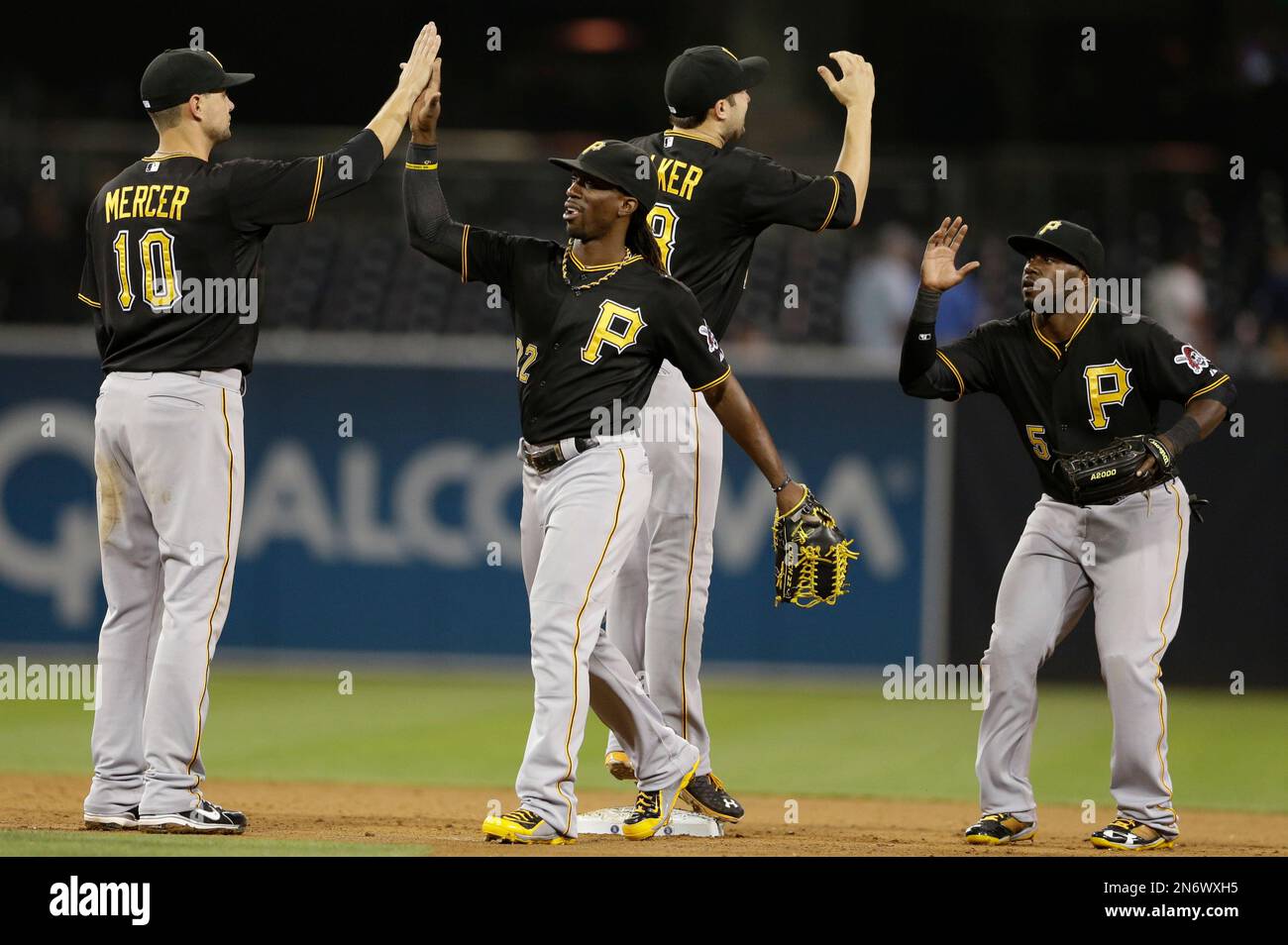 Members of the Pittsburgh Pirates celebrate their win over the San ...