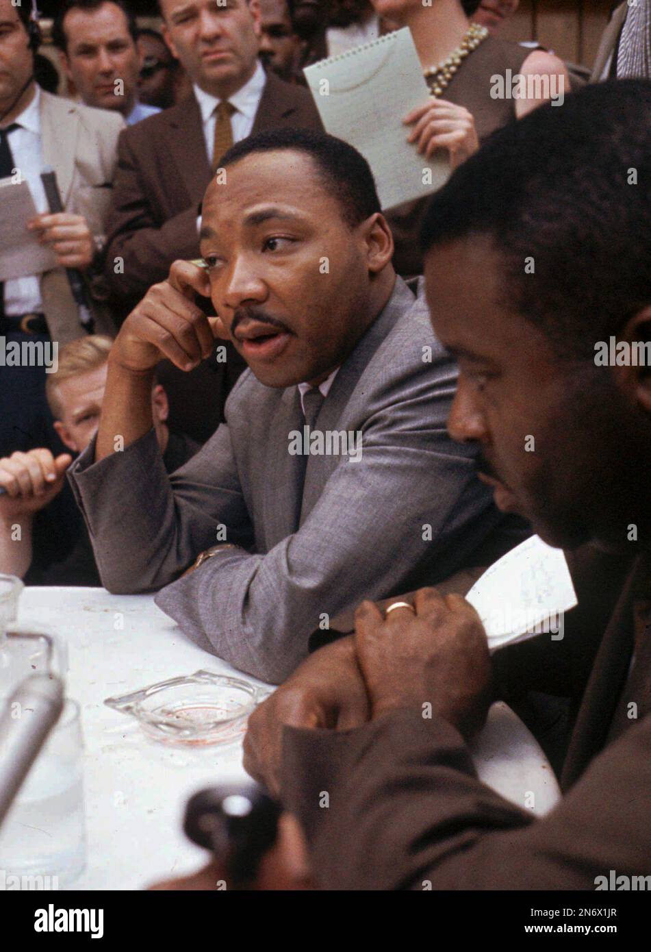 FILE - Dr. Martin Luther King Jr., attends a news conference in ...