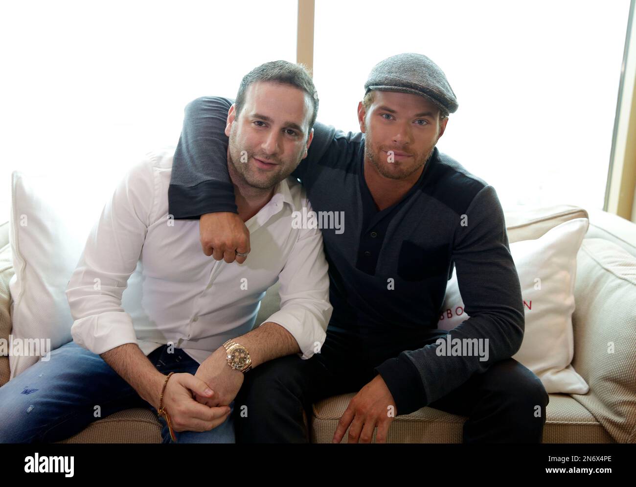 Kellan Lutz, right, and his pattern Danny Guez pose for a portrait to ...