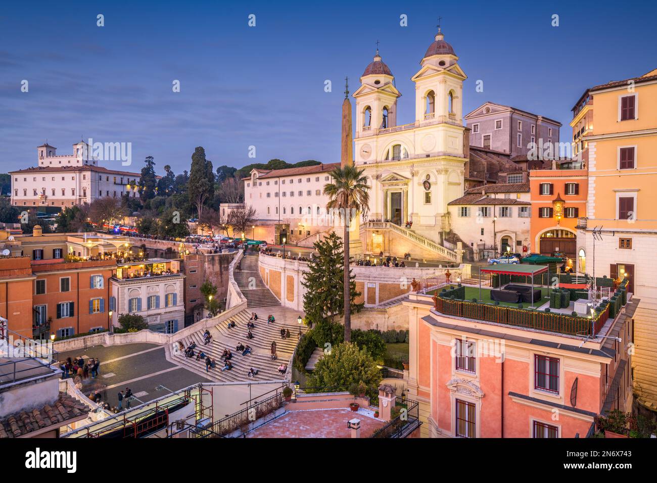 Rome, Italy overlooking the Spanish Steps at night Stock Photo - Alamy