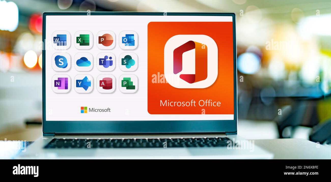 POZNAN, POL - OCT 25, 2022: Laptop computer displaying logos of ...