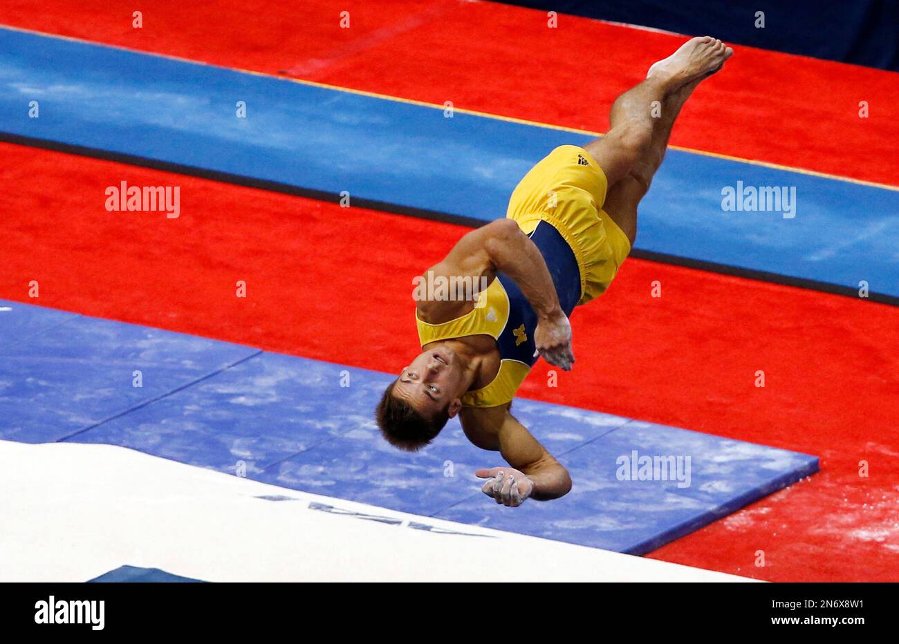 Sam Mikulak competes on the floor exercise during the U.S. men's ...