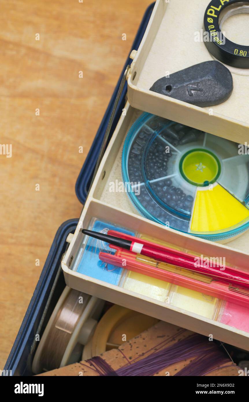fishing accessories box Stock Photo - Alamy