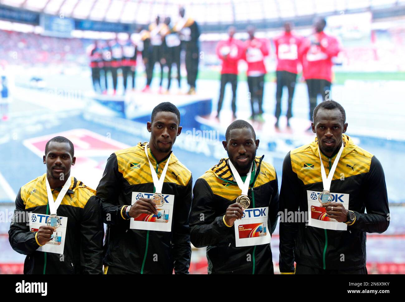 Jamaica's Nesta Carter, Kemar Bailey-Cole, Nickel Ashmeade and Usain ...