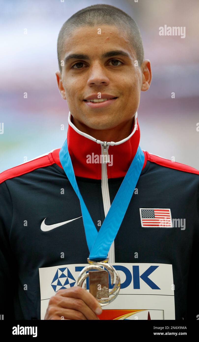 United States' Matthew Centrowitz shows off his silver medal during the ...