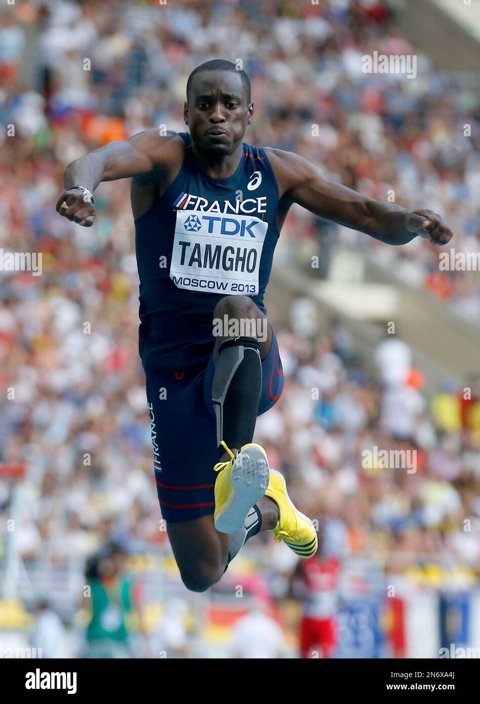 France's Teddy Tamgho competes in the men's triple jump final at the ...