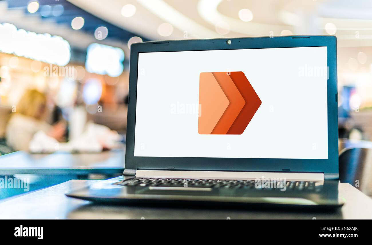 POZNAN, POL - MAY 24, 2022: Laptop computer displaying logo of ...