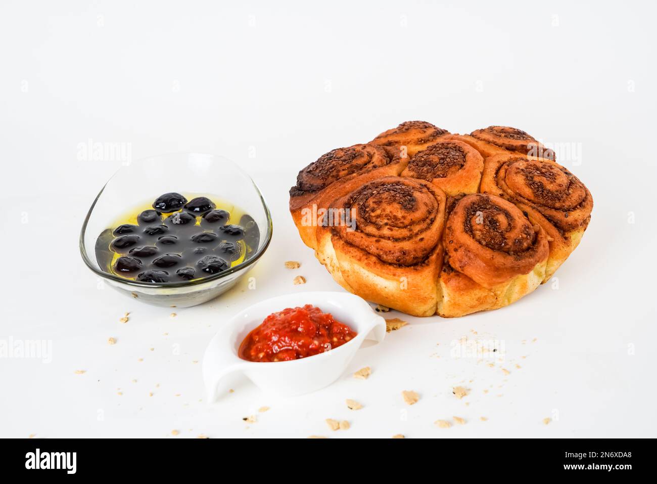 alty bread with walnut poppy sesame, marinated ripe black olives and ...