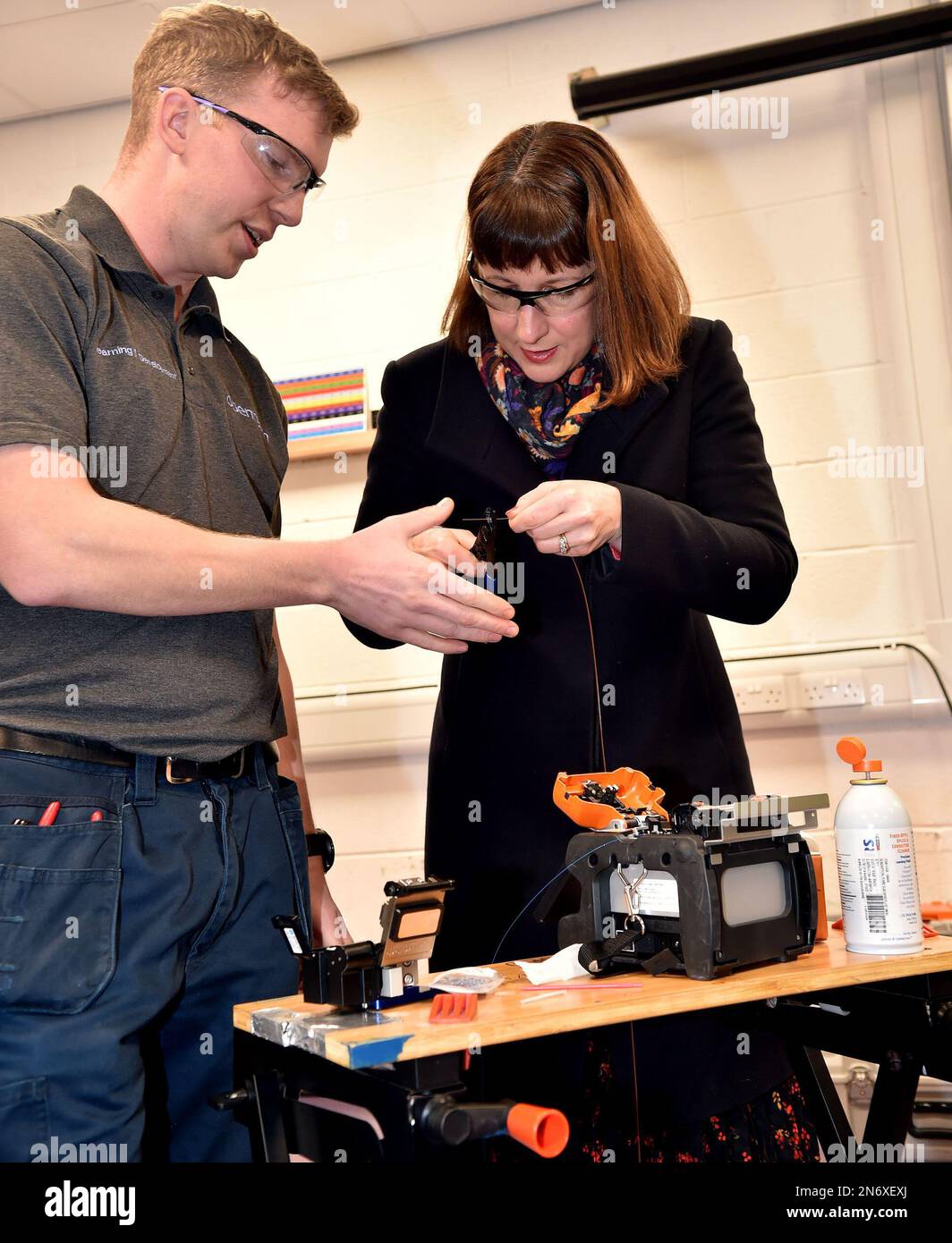 Shadow chancellor Rachel Reeves meets an apprentice engineer during a ...