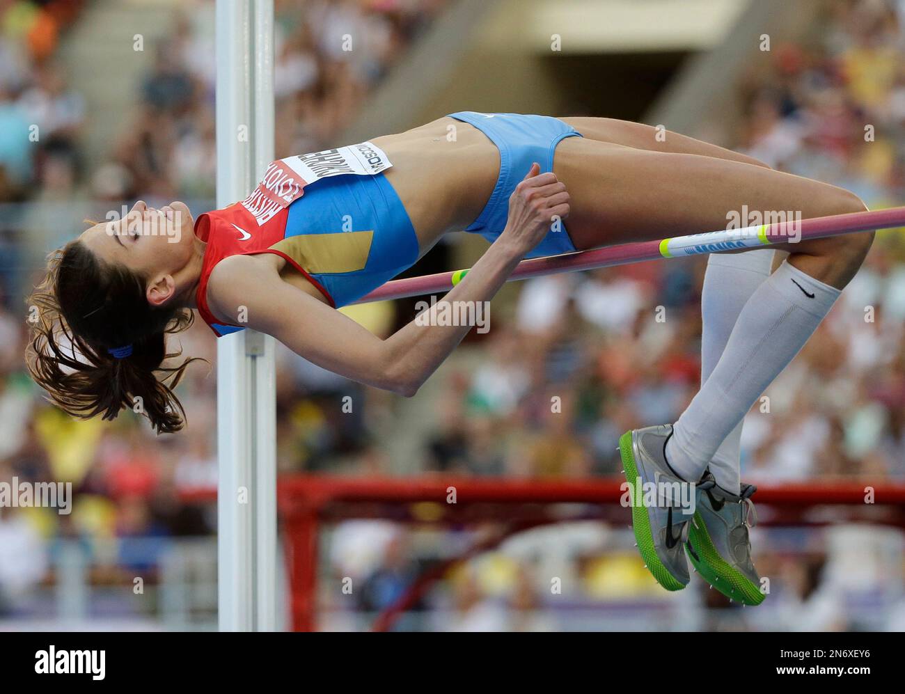 Russia's Anna Chicherova competes in the women's high jump final at the ...