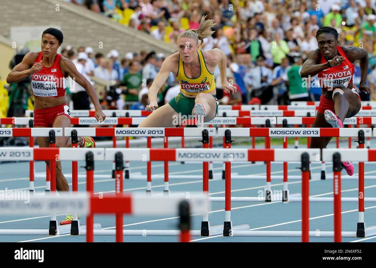 United States' Queen Harrison, Australia's Sally Pearson and United ...