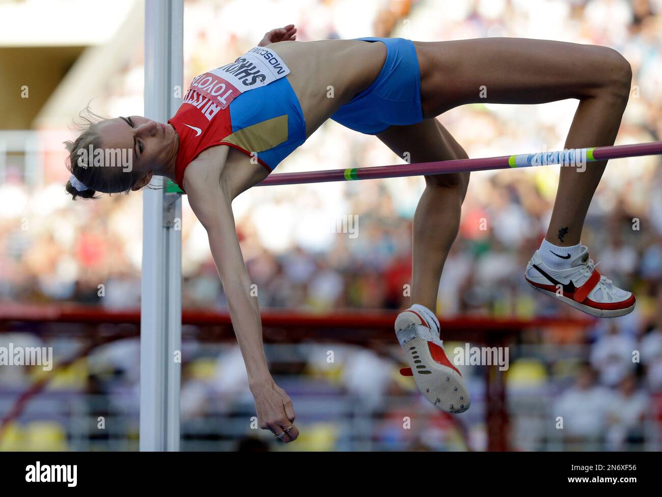 Russia's Svetlana Shkolina competes in the women's high jump final at ...