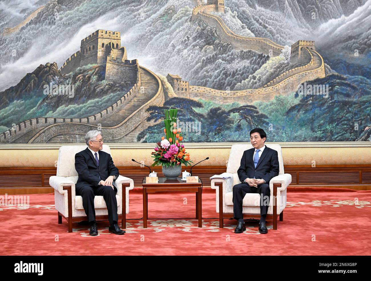 Beijing, China. 10th Feb, 2023. Wang Huning, a member of the Standing ...